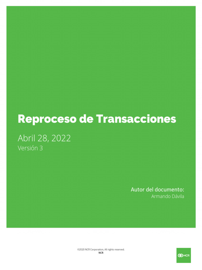 SOP CLA0041 20.11.12 Manual Reproceso de Transacciones | PDF