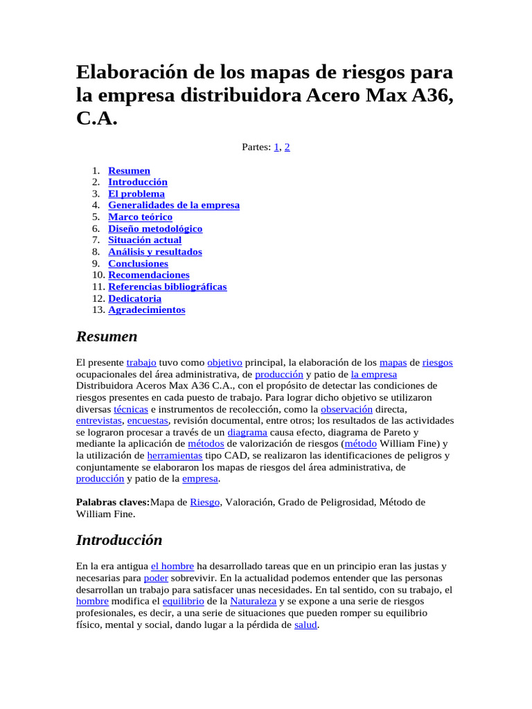 Elaboración de Los Mapas de Riesgos para La Empresa Taller Mesones | PDF