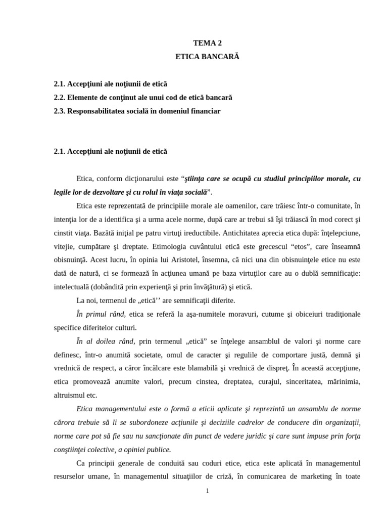 Tema 2 Etica Bancara | PDF