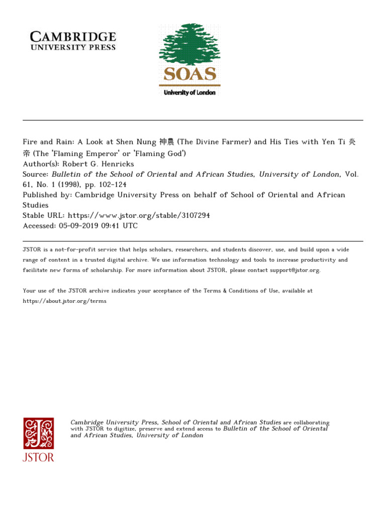 (Literature) Fire and Rain A Look at Shen Nung Ç È (The Divine Farmer ...