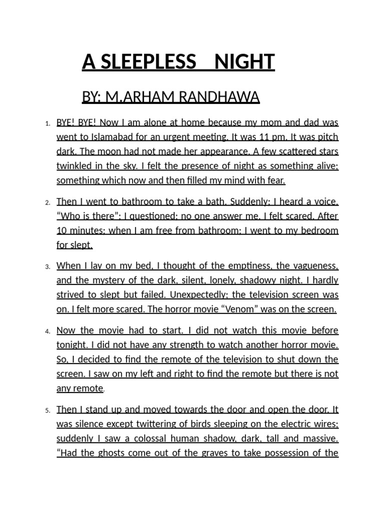 A Sleepless Night | PDF