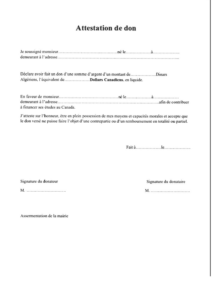 Attestation de Don | PDF