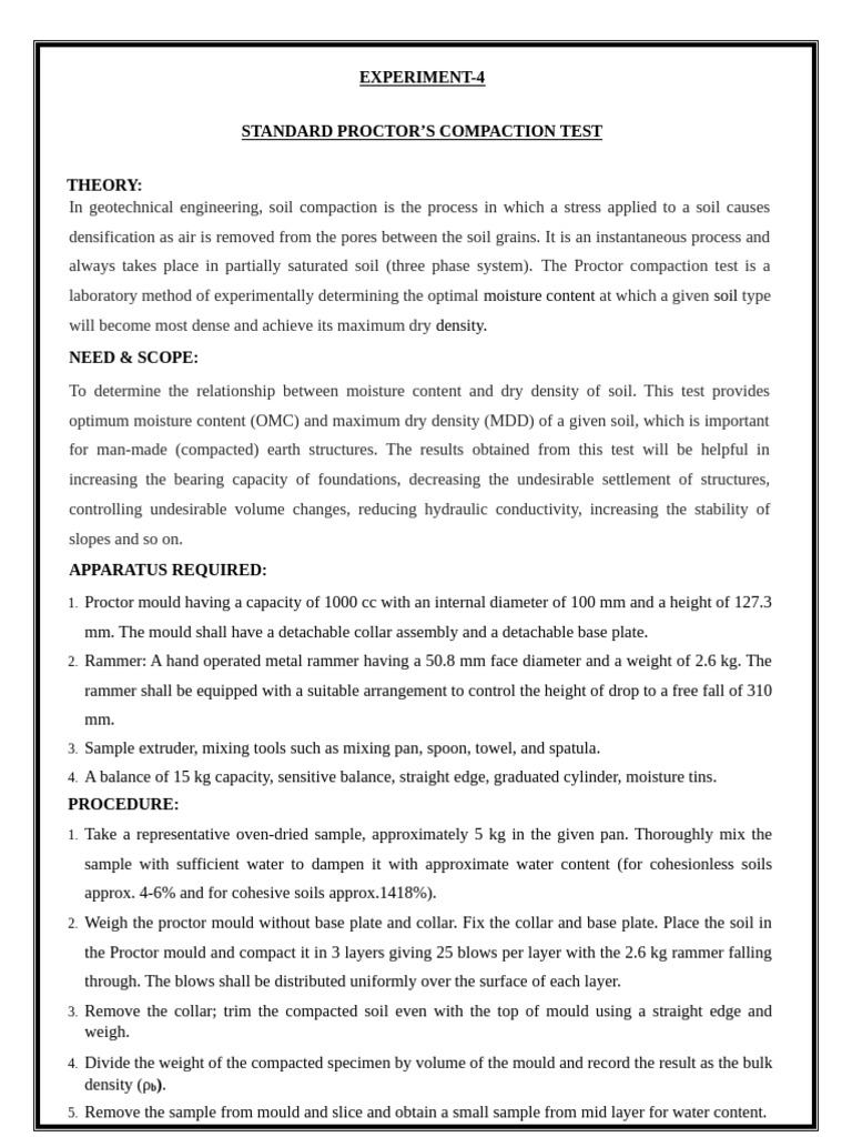 Standard Proctor Compaction Test Guide | PDF | Materials | Natural ...