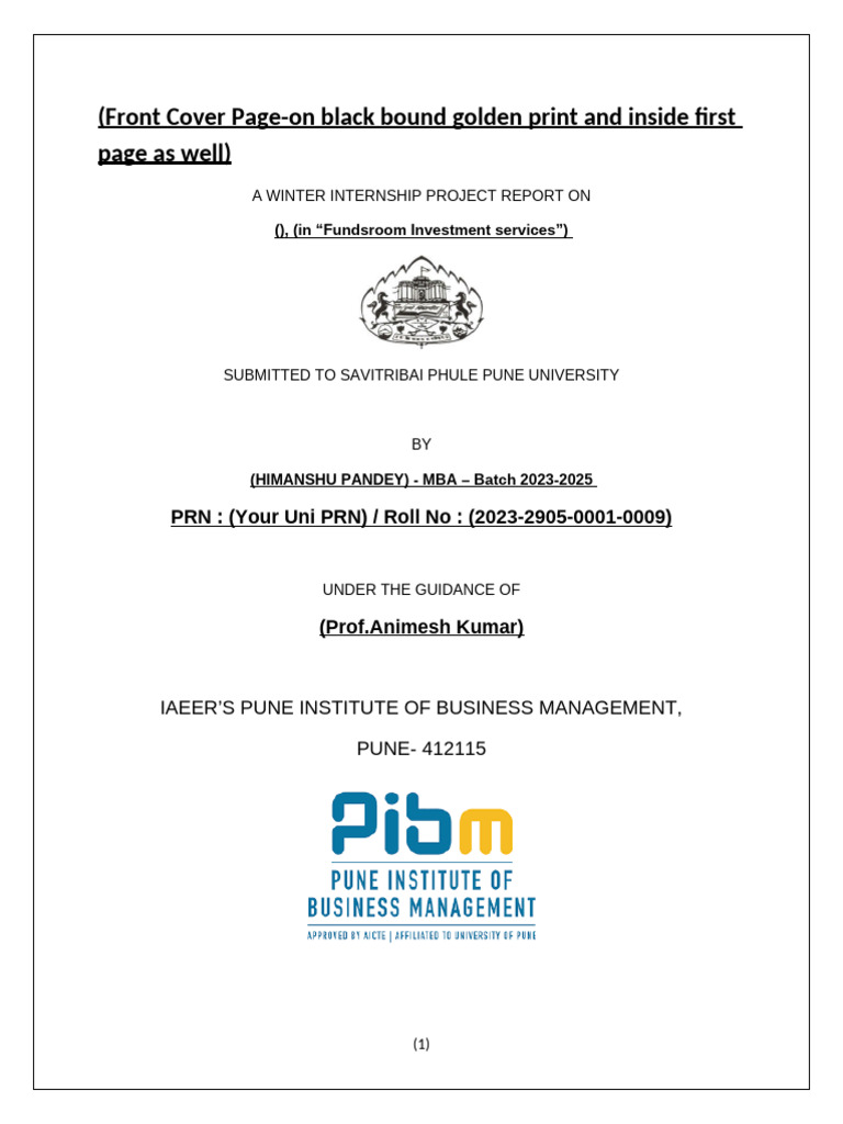 MBA WIP 6 Front Cover Pages - Himanshu Pandey | PDF