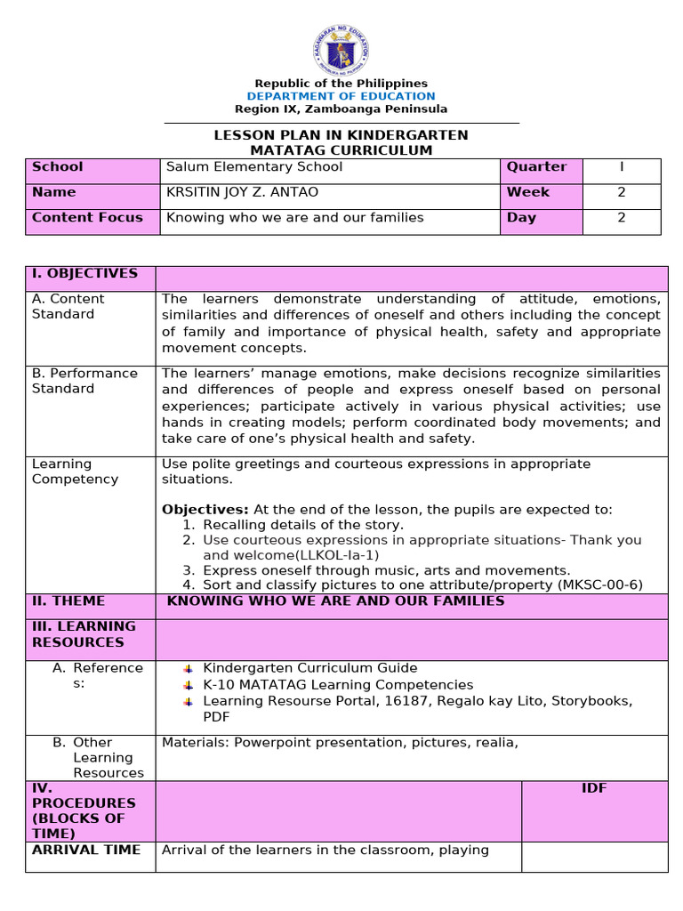 Q1-Week2-Day2-Matatag LP Final | PDF | Curriculum | Language Arts ...