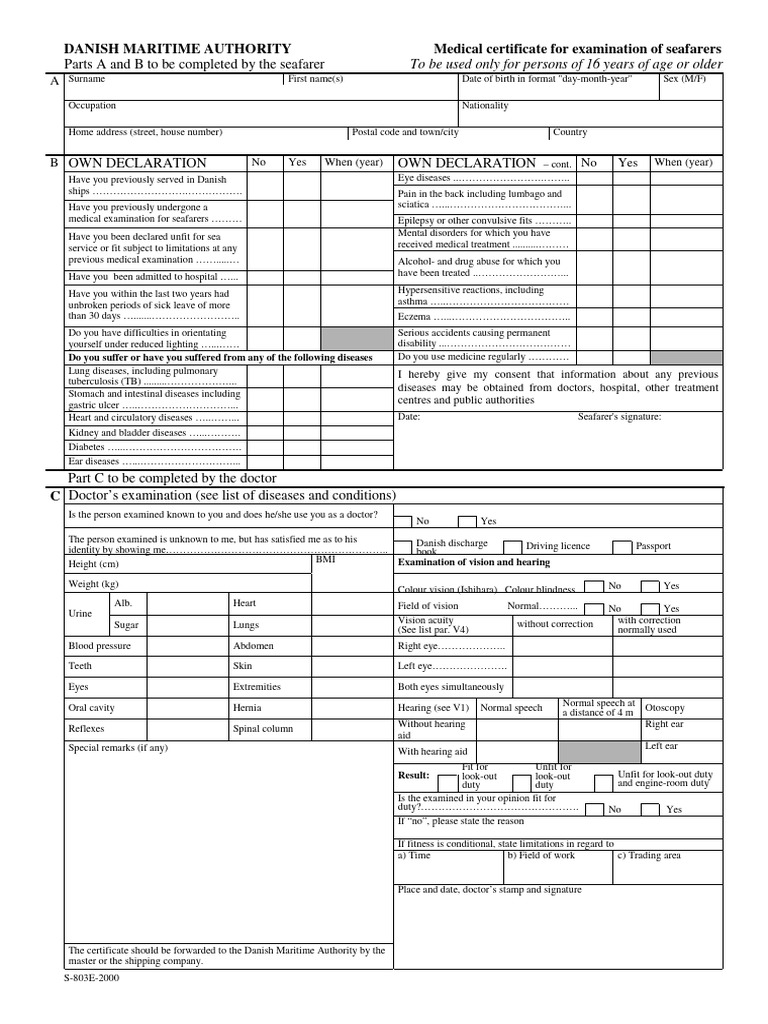 Danish - Medical - Certificate | PDF