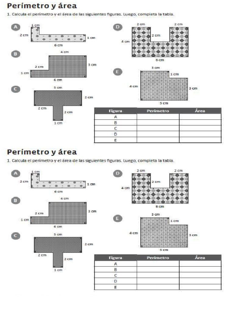 perimetro y area en figuras irregulares 2024 | PDF
