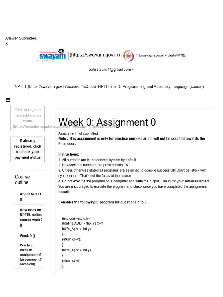 C Programming and Assembly Language - Unit 3 - Week 0 | PDF