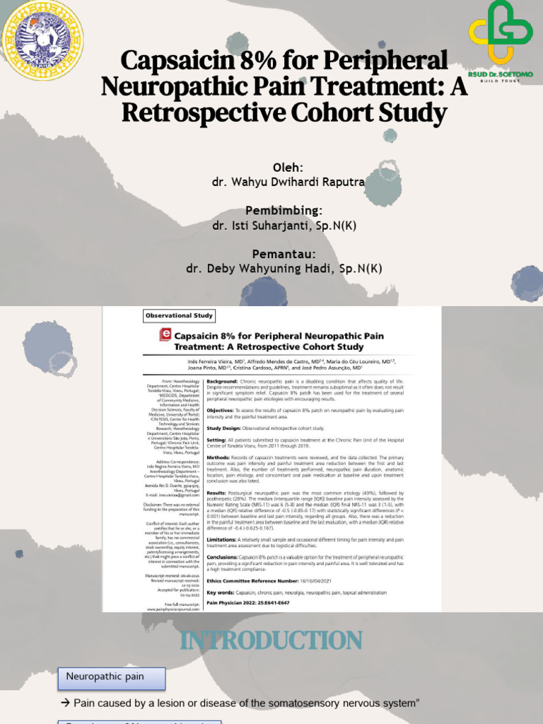 Capsaicin 8 For Peripheral Neuropathic Pain Treatment A Retrospective Cohort Study | PDF