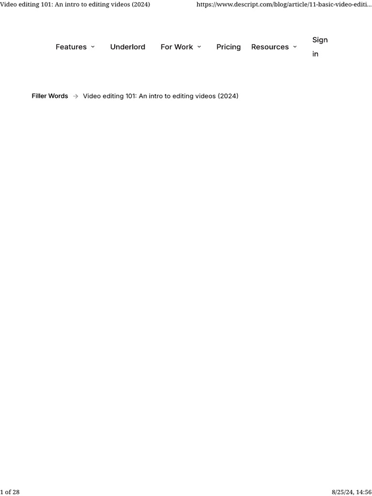 Video Editing Introduction | PDF