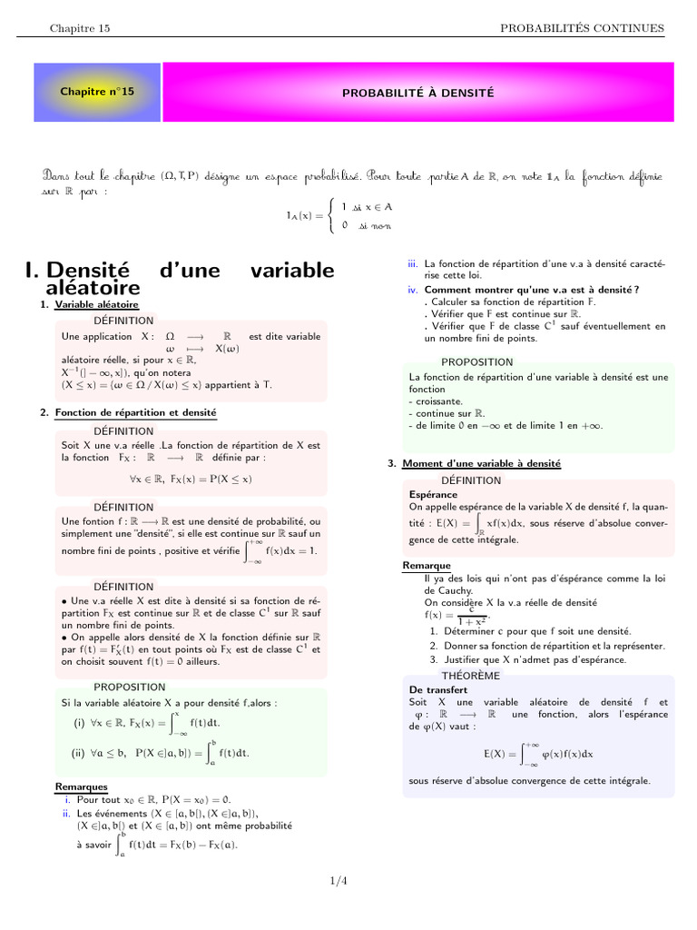CH 14 Prob Densite | PDF