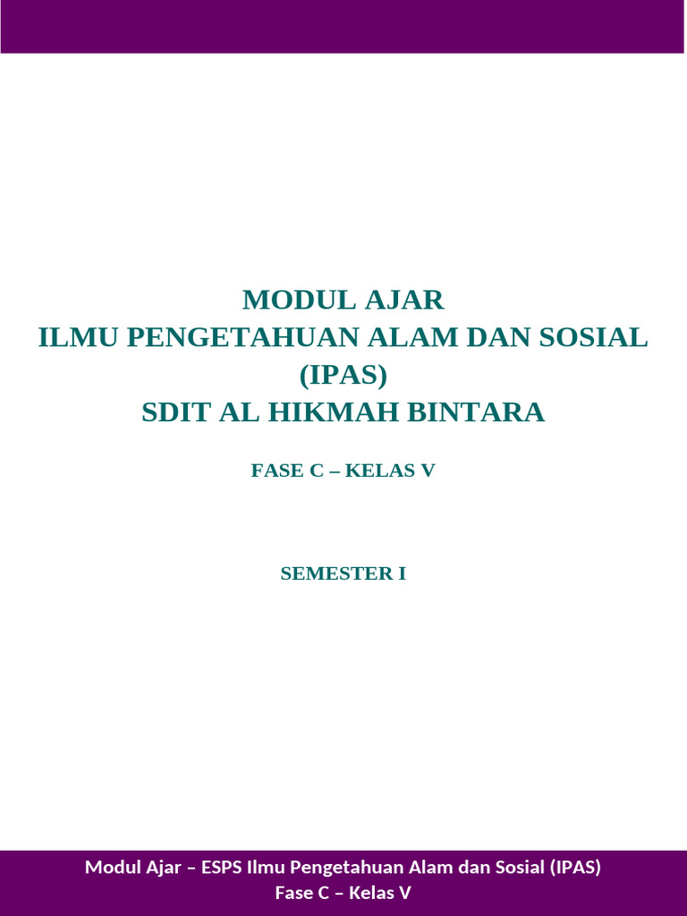 Modul Ajar 1 Dan 2 Bab 1 IPAS 5 | PDF