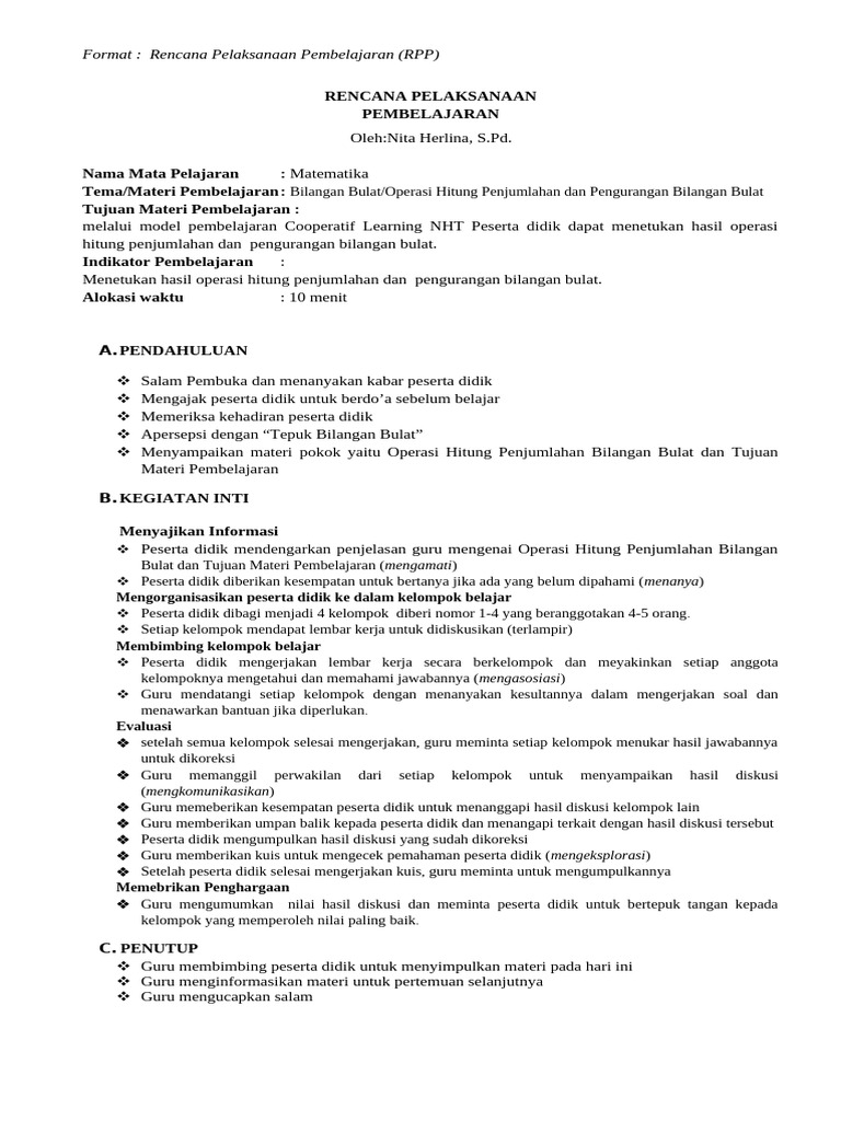 Format RPP CGP 10 REGULER | PDF