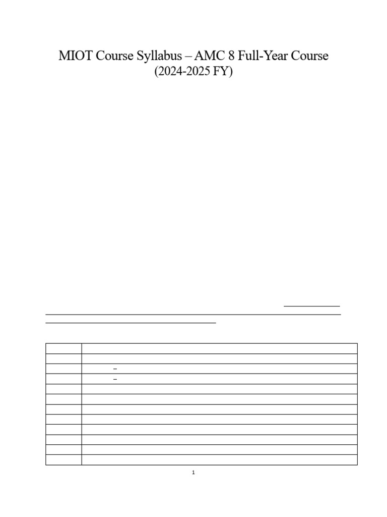 MIOT AMC 8 Course - 2024-2025 | PDF | Number Theory | Teaching Methods ...
