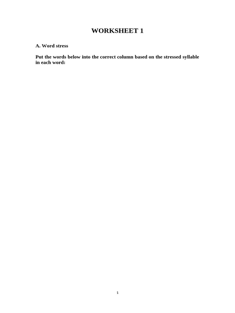 Worksheet 1 | PDF