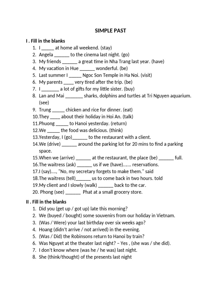 SIMPLE PAST_EX | PDF