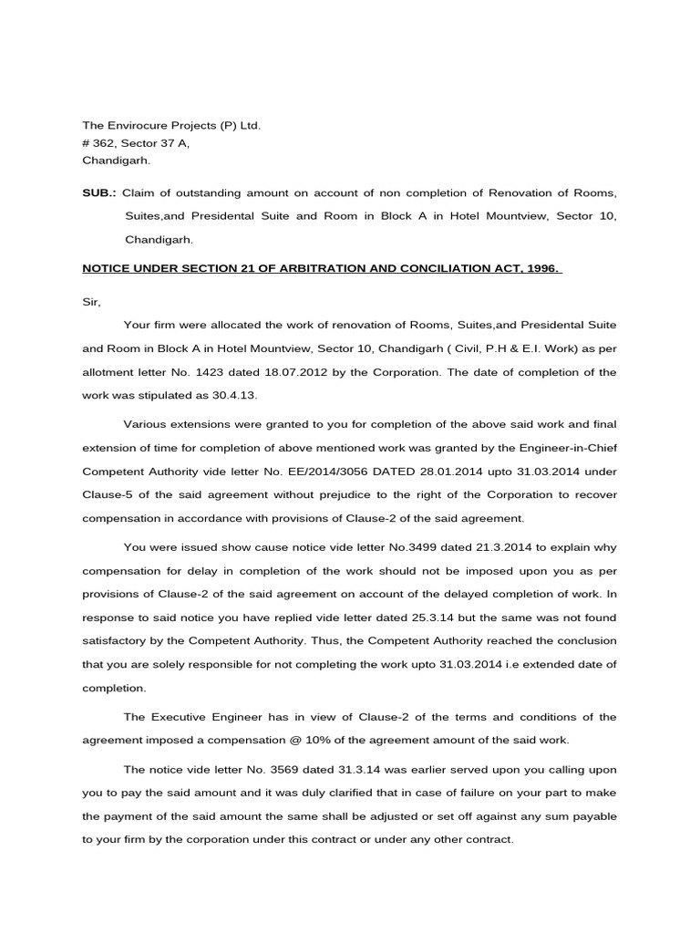 Notice Sec 21 Envirocure | PDF