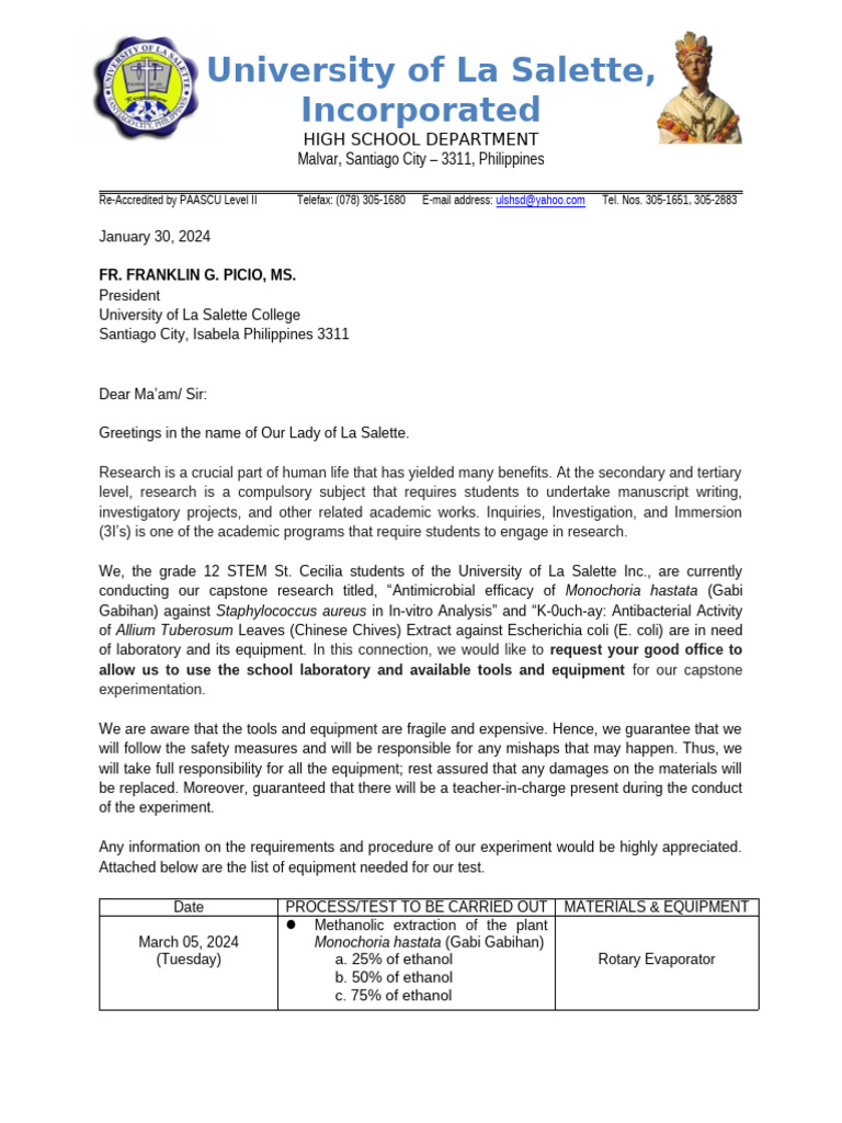 College Lab Letter | PDF