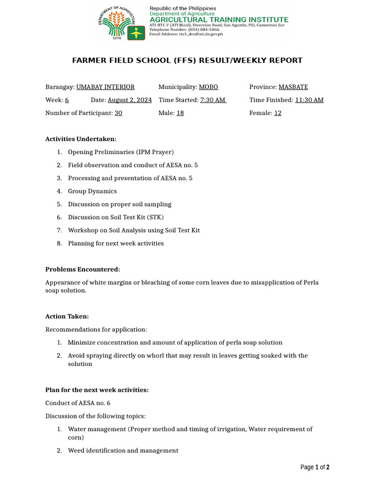 FFS-RESULT Week 9 - Umabay Interior | PDF