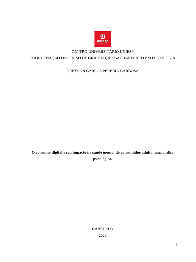 1º Parte - Projeto de Pesquisa - Dreyson | PDF