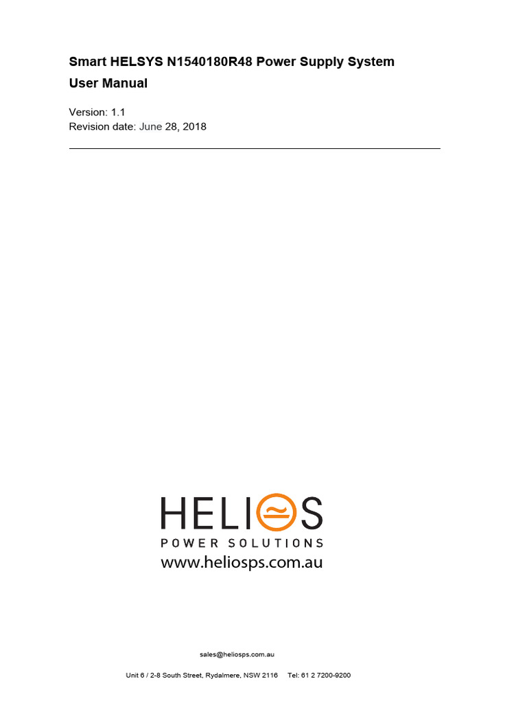 Smart HelSys 48VDC 3kW 1U DC Power System User Manual | PDF