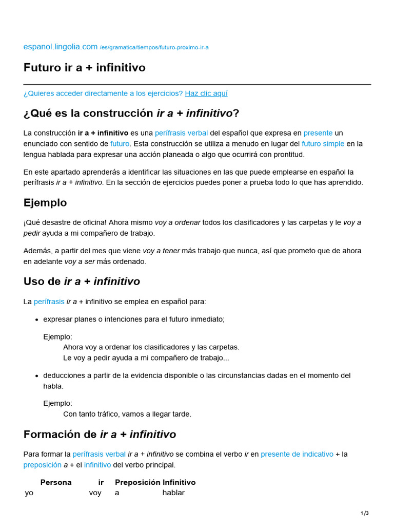Español - Futuro Ir A Infinitivo | PDF