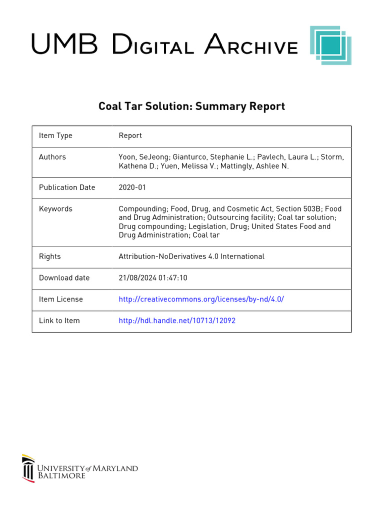 Coal Tar Solution Final 2020 01 | PDF