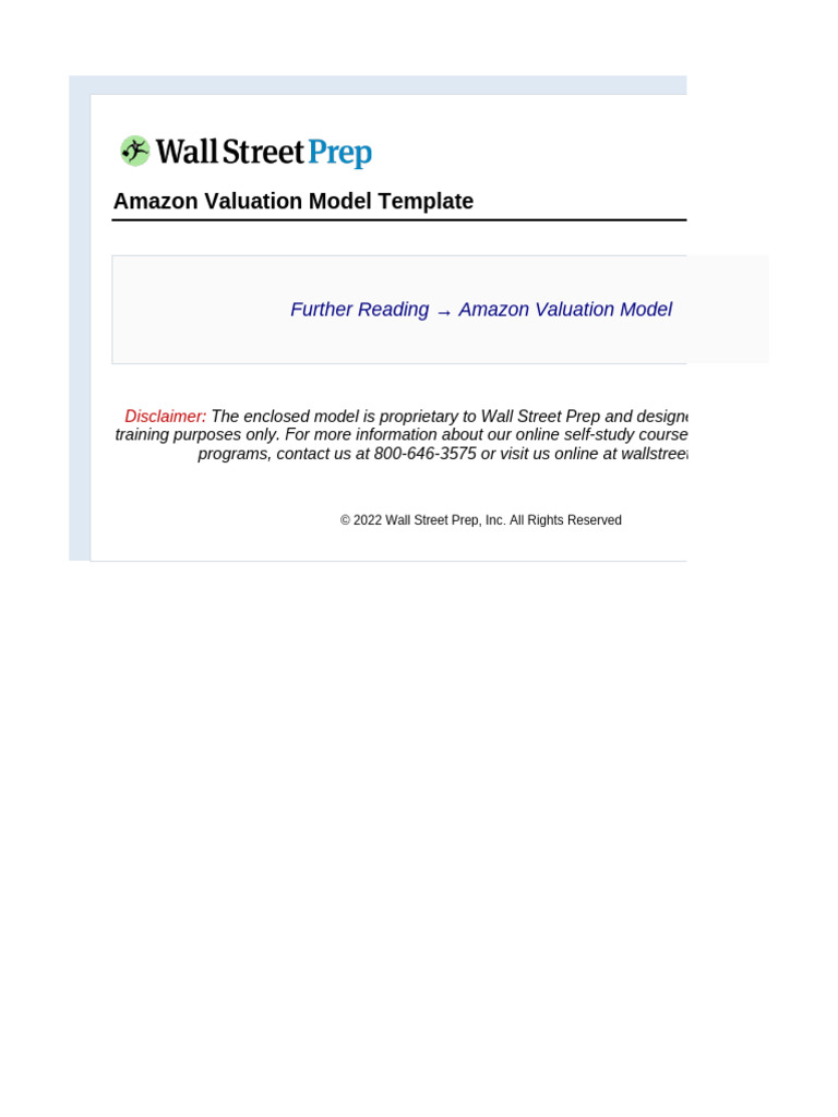 WSP Amazon Valuation Model - v1 | PDF