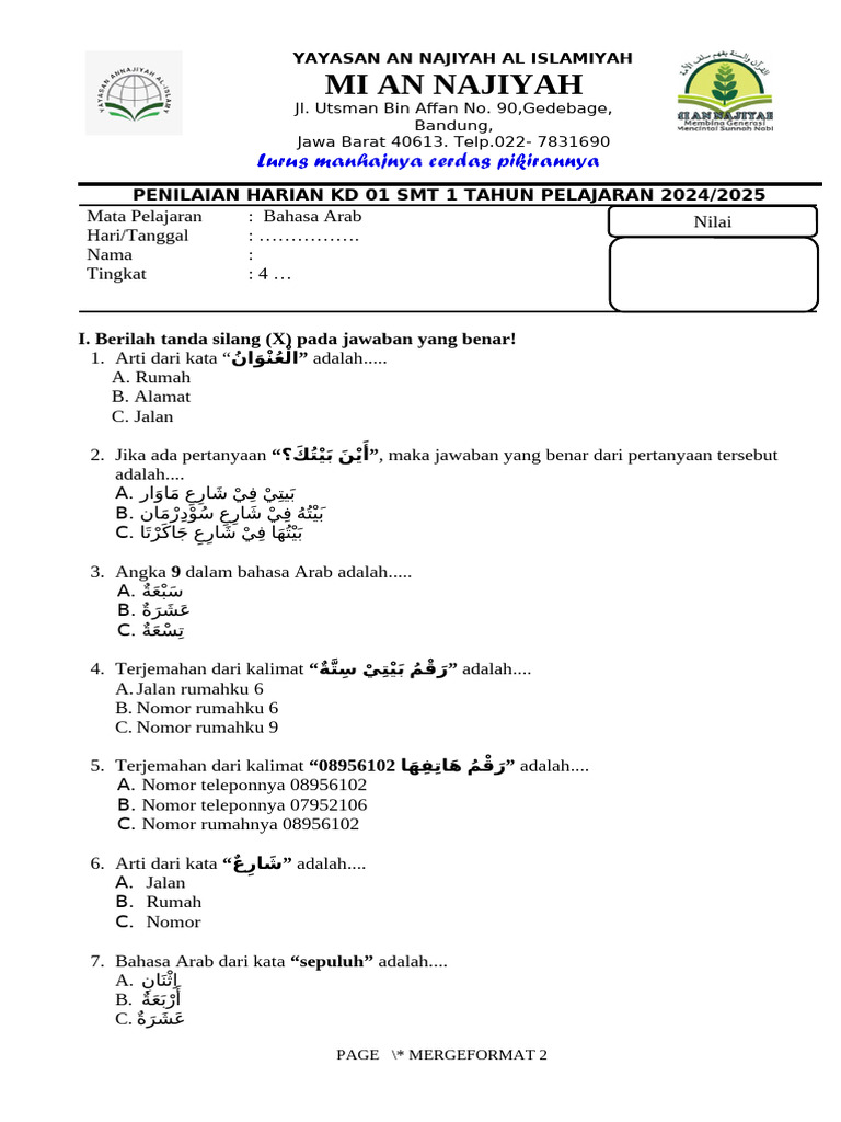 PH B Arab Kls 4 BAB Alamat | PDF