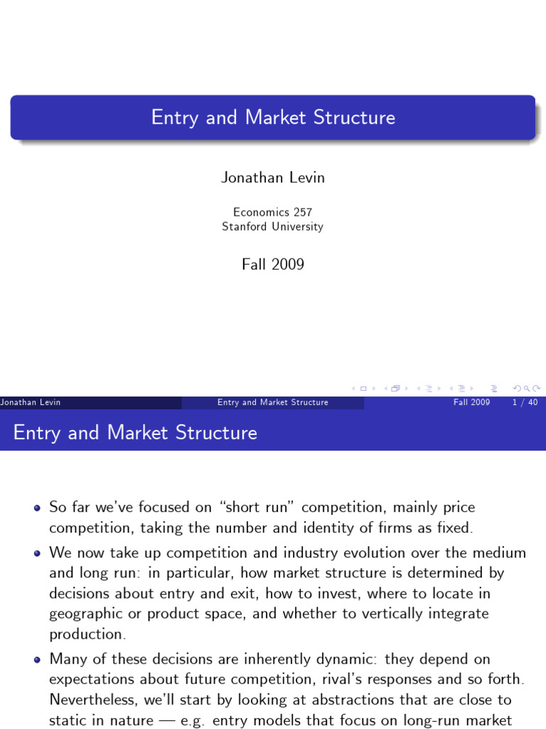 Entry and Market Structure | PDF