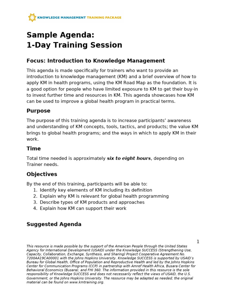 One Day Agenda | PDF | Knowledge | Career & Growth