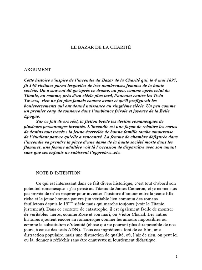 Scénario Du Bazar de La Charité | PDF