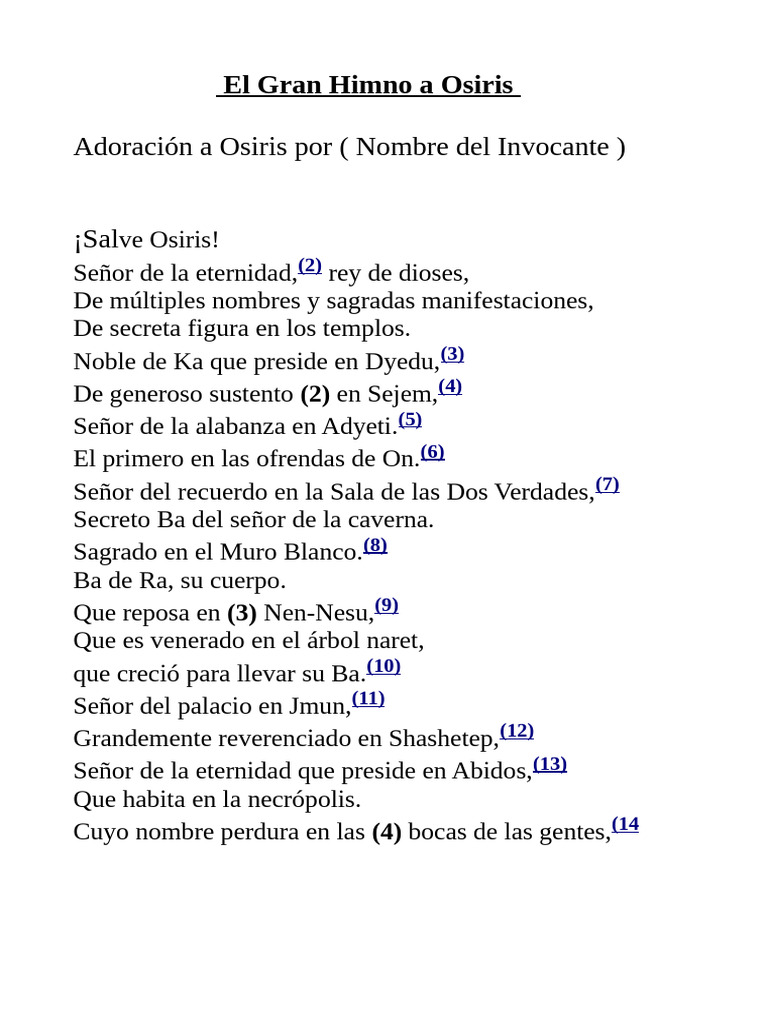 El Gran Himno A Osiris | PDF