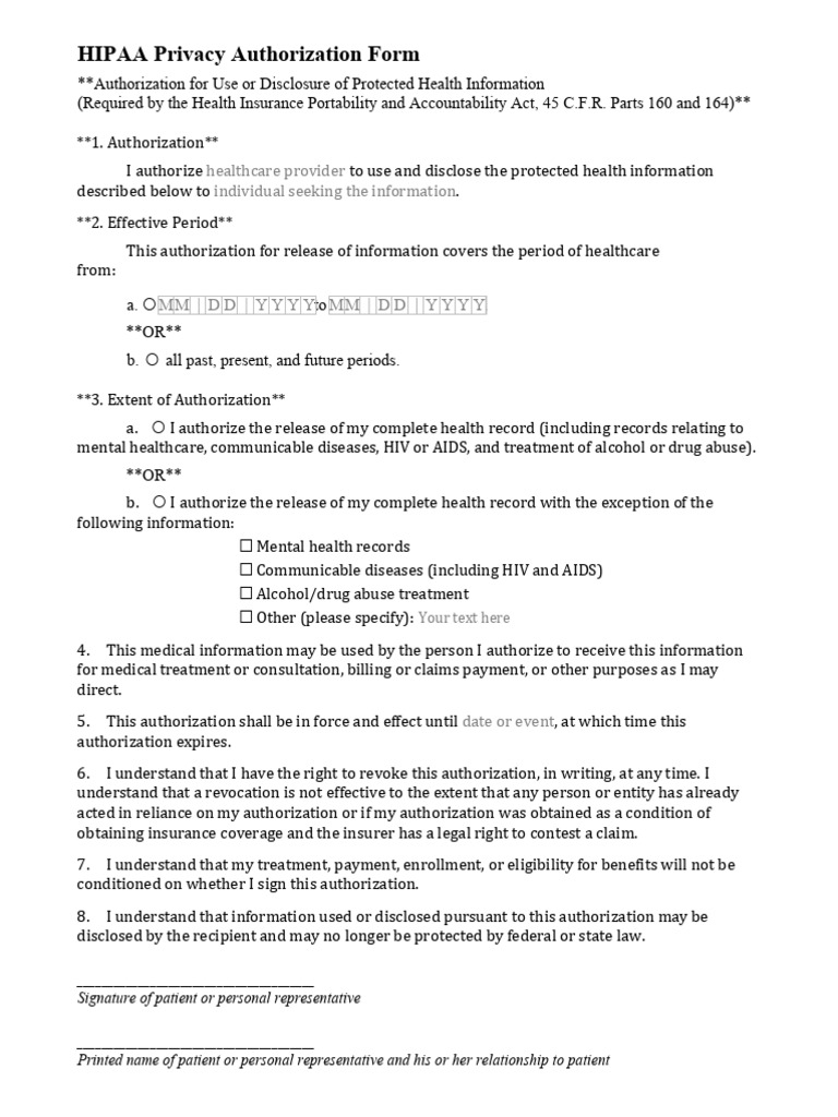 Hipaa Release Form 9aa6874db3 | PDF