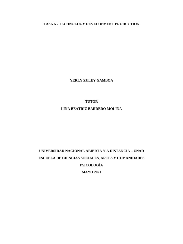TASK_5_TECHNOLOGY DEVELOPMENT PRODUCTION | PDF