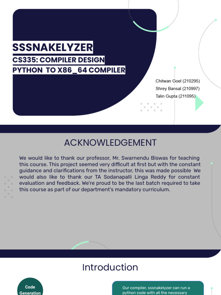 Sssnakelyzer: Cs335: Compiler Design Python To X86 - 64 Compiler | PDF | Computer Engineering ...