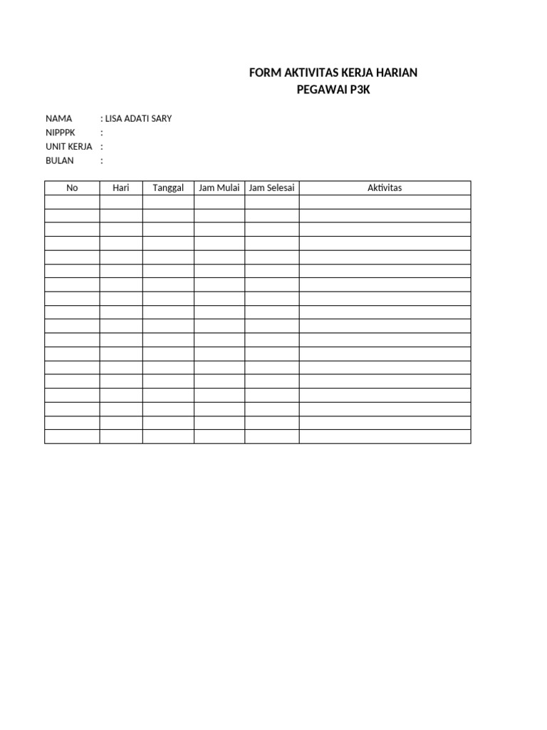Aktivitas Harian Manual Juni 2022 | PDF