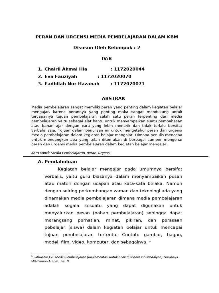 Kel-2 Peran Dan Urgensimedia Pembelajaran DLM KBM | PDF