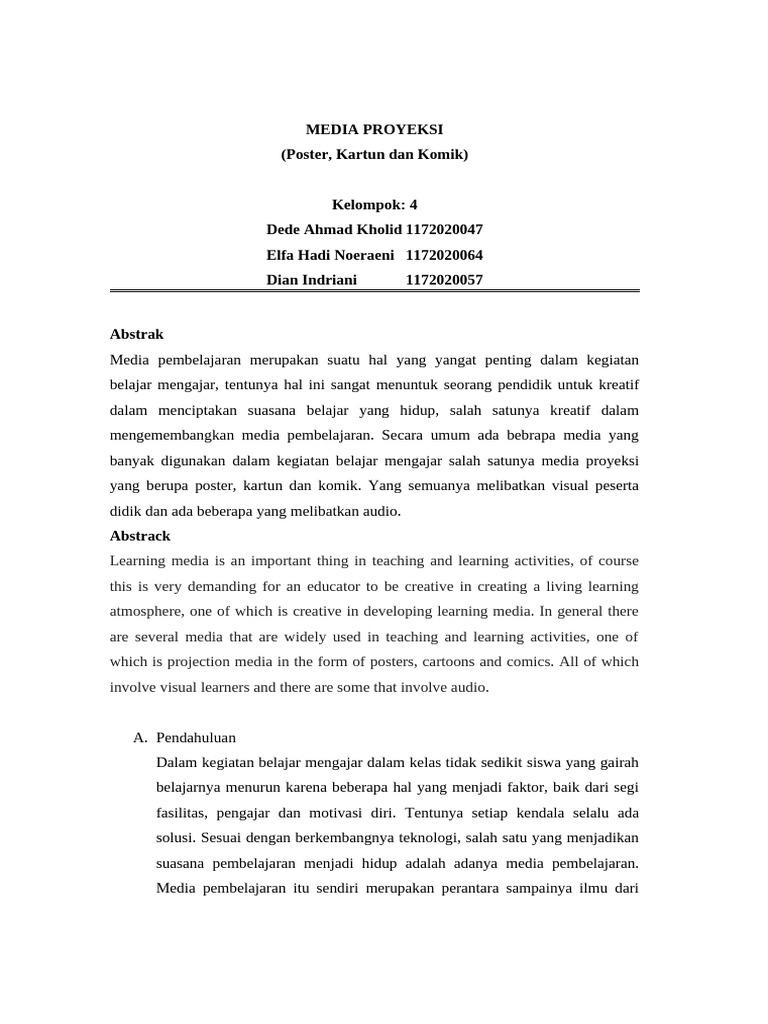 Kel-4 Media Proyeksi (Poster, Kartun Dan Komik) 2 | PDF