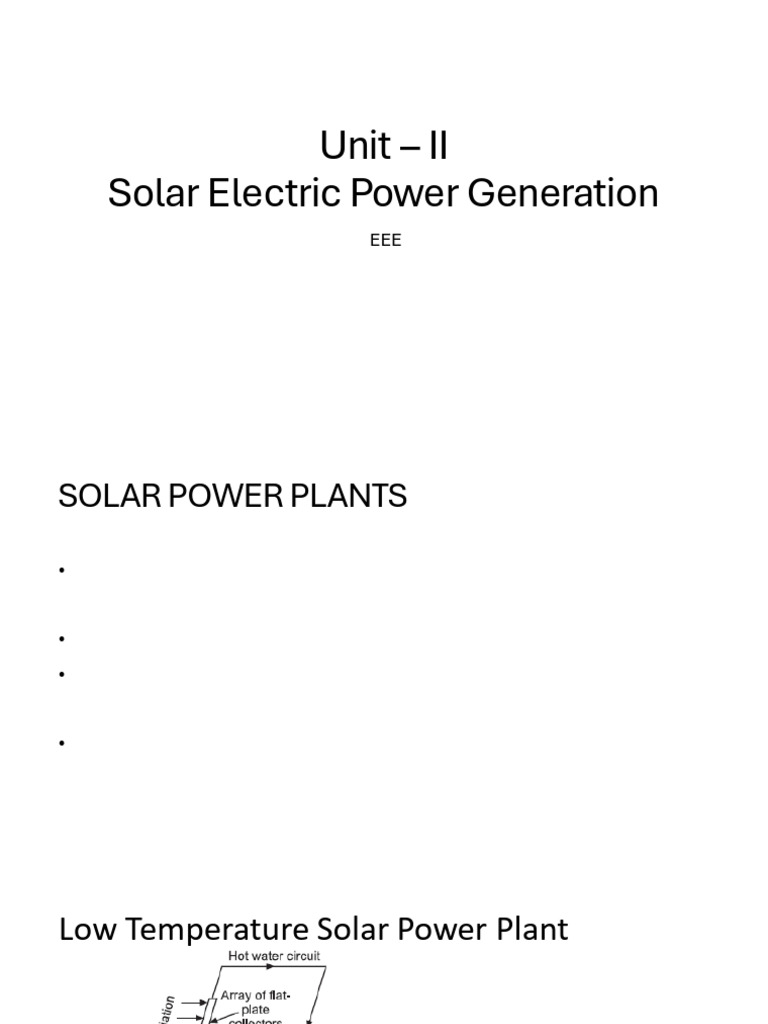 Unit – II Solar Electric Power Generation | PDF