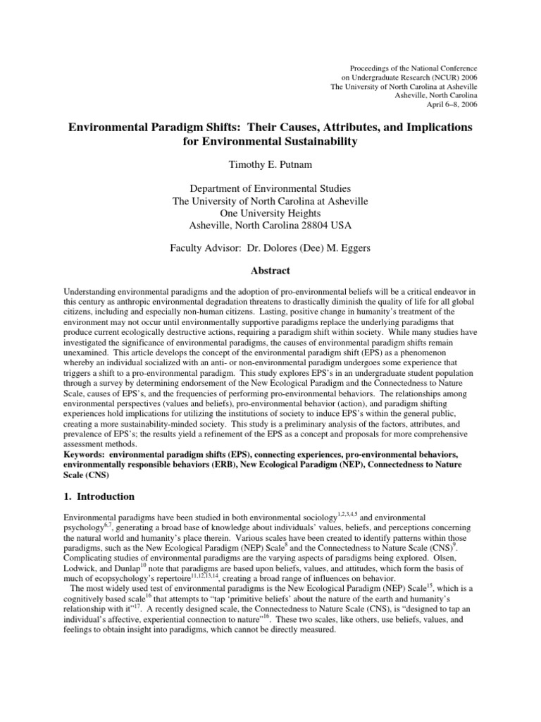 Environmental Paradigm Shifts: Their Causes, Attributes, and ...
