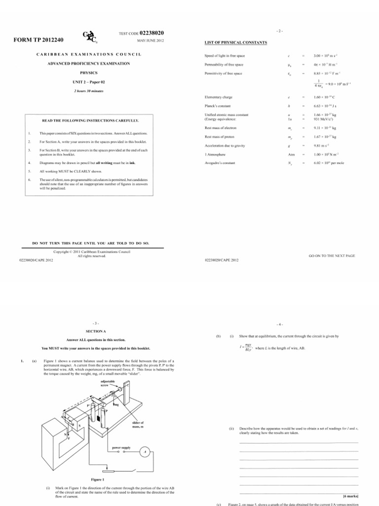 Physics P2 2012 | PDF