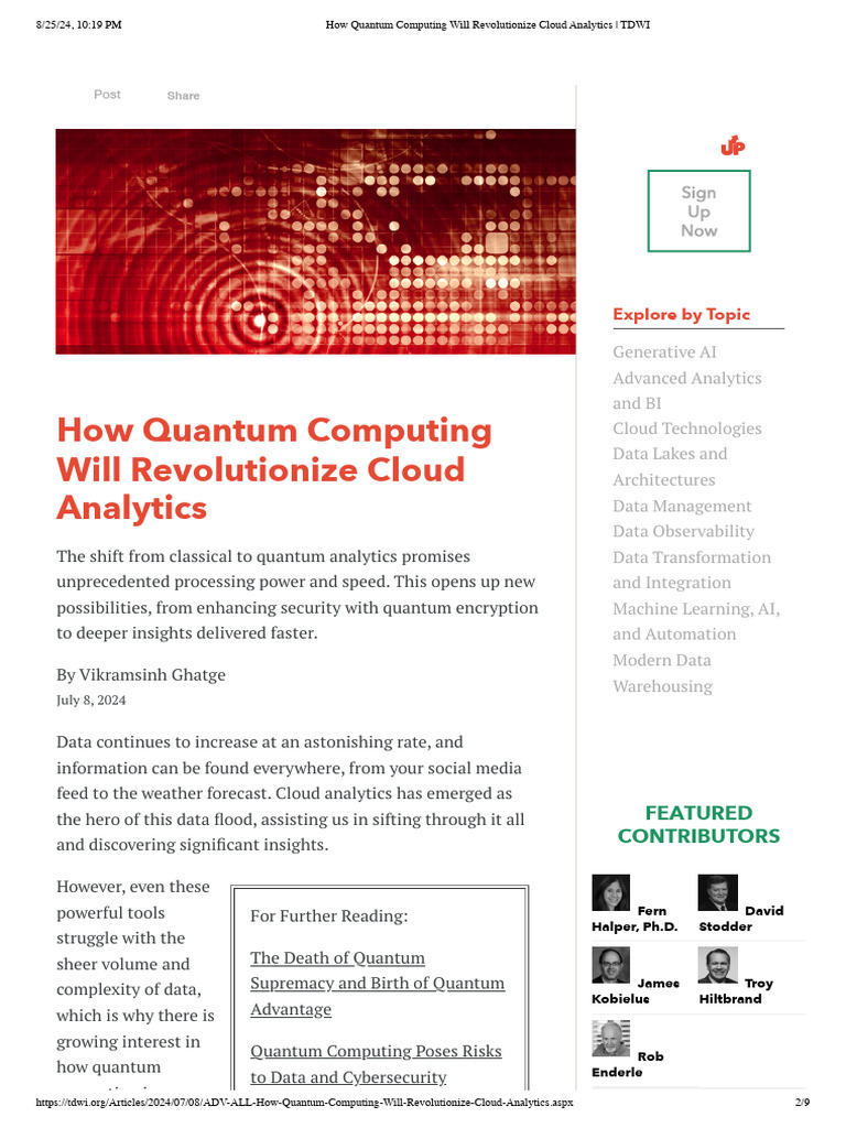 How Quantum Computing Will Revolutionize Cloud Analytics - TDWI | PDF