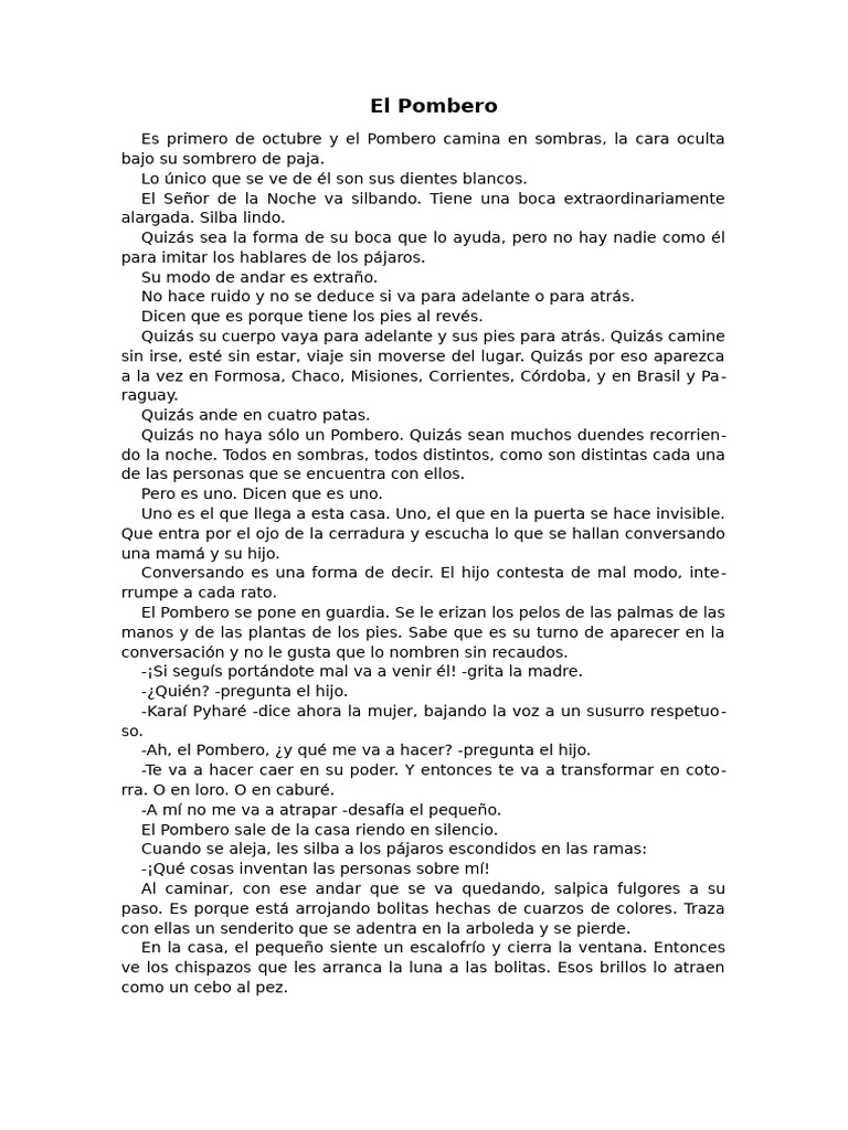 Leyenda de 'El Pombero' | PDF