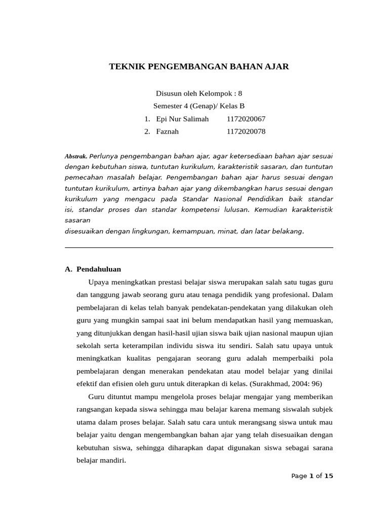 Kel-8 Teknik Pengembangan Bahan Ajar | PDF