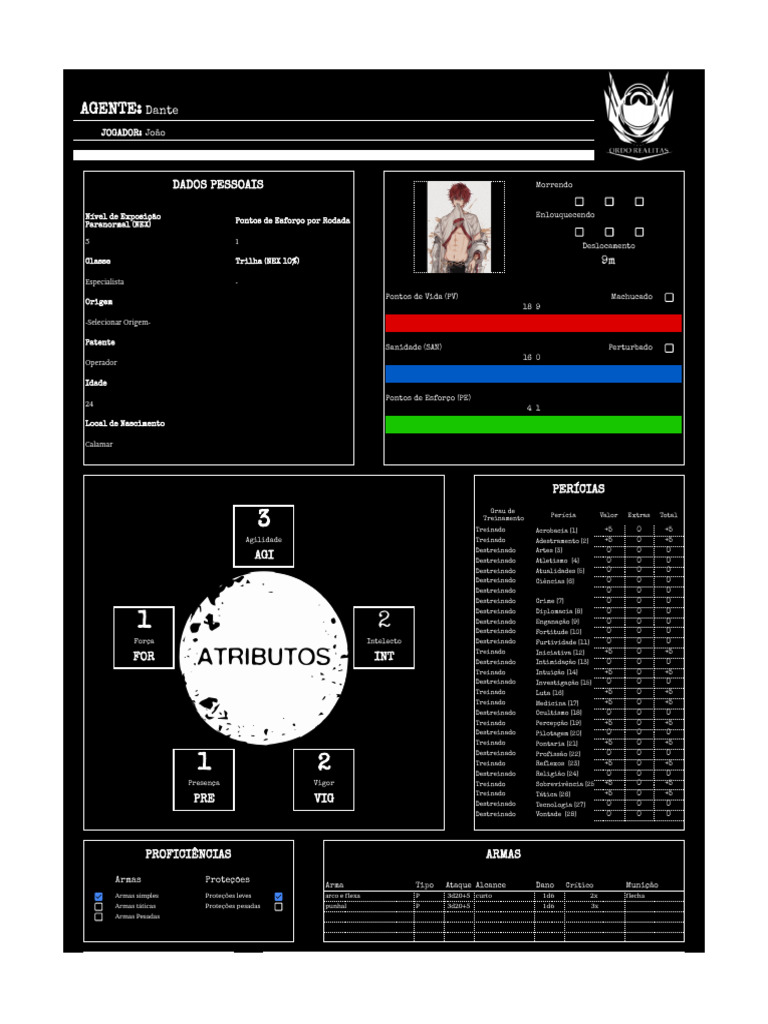 Ficha de Personagem - Ordem Paranormal RPG (By: LucasPatinhu) | PDF