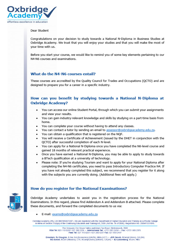 Exam Letter n4 n6 | PDF