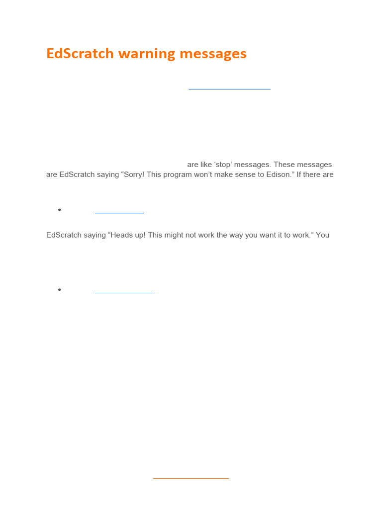 EdScratch Warning Messages | PDF