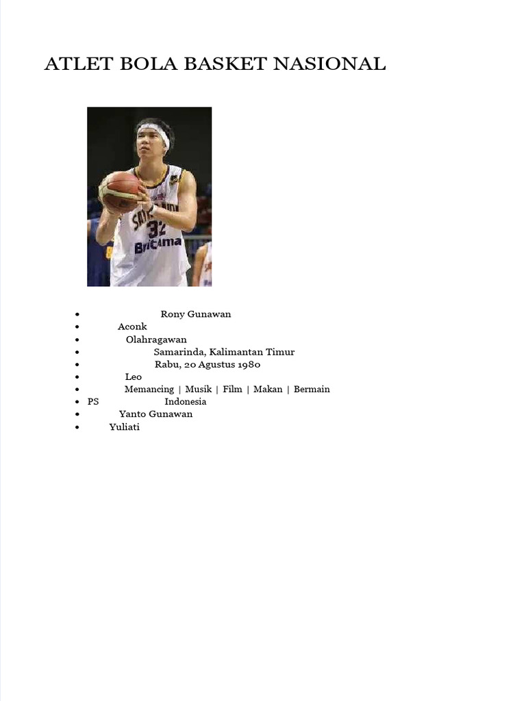 Atlet Bola Basket Nasional | PDF