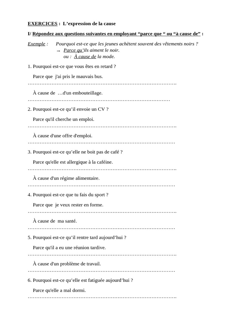 EXERCICES 9 (Expression de La Cause) | PDF